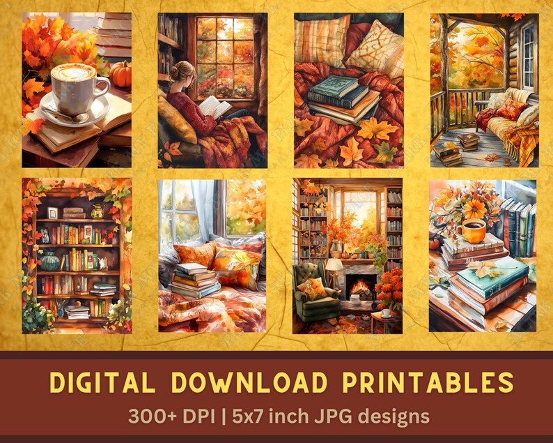 Fall Reading Nook Printable Pages Cozy Autumn Wall Art Fall Scrapbook ...