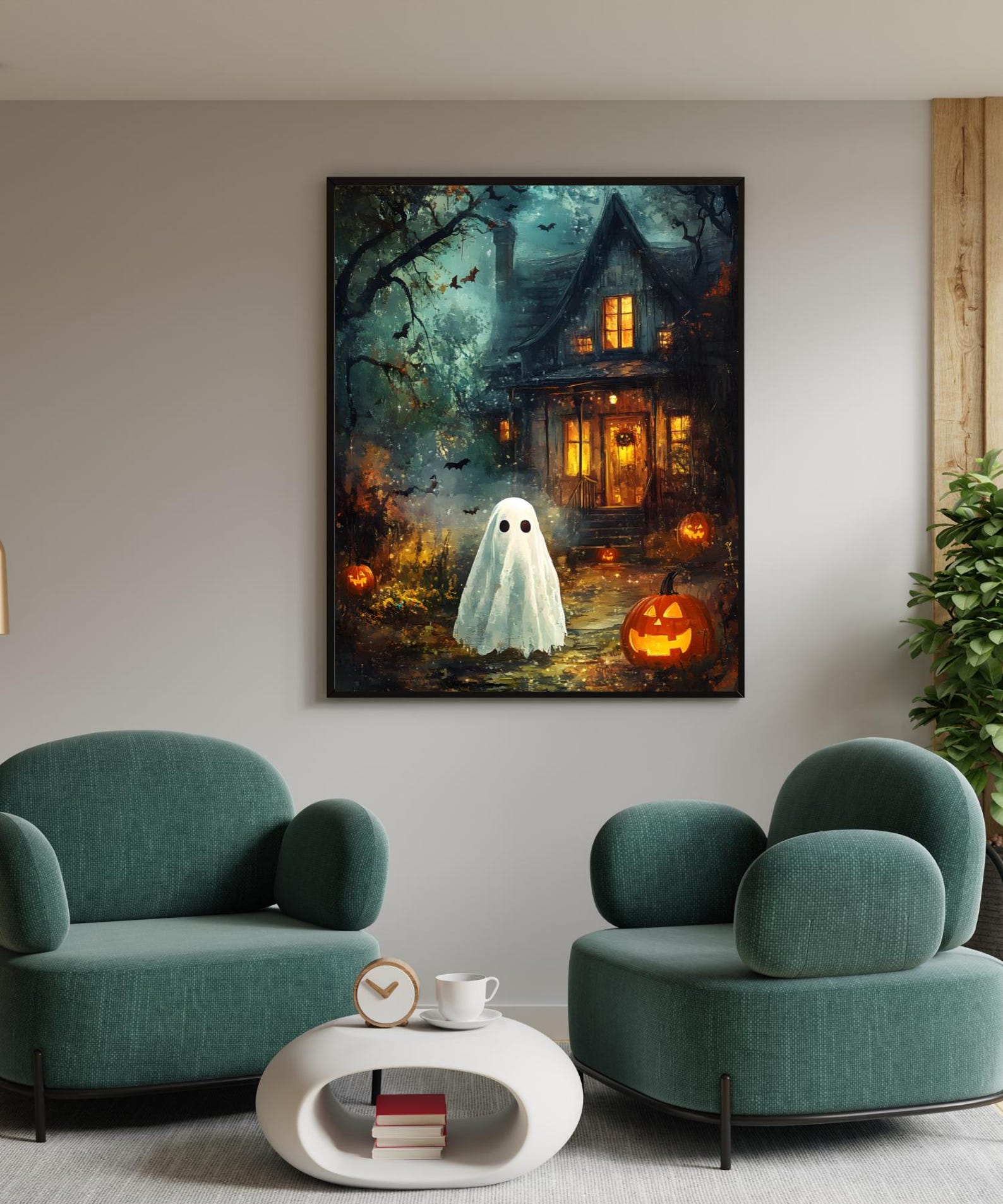 Haunted House Ghost Printable Halloween Wall Art | Witch Decor Rustic ...