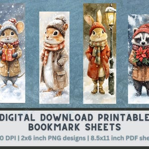 Christmas Woodland Animals Printable Bookmarks | Cardmaking | Christmas ...