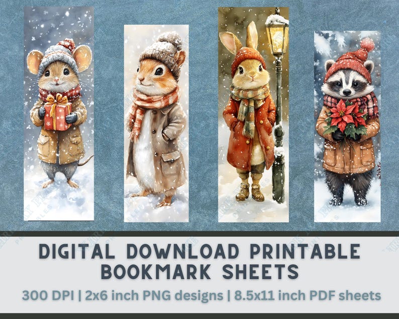 Christmas Woodland Animals Printable Bookmarks | Cardmaking | Christmas ...