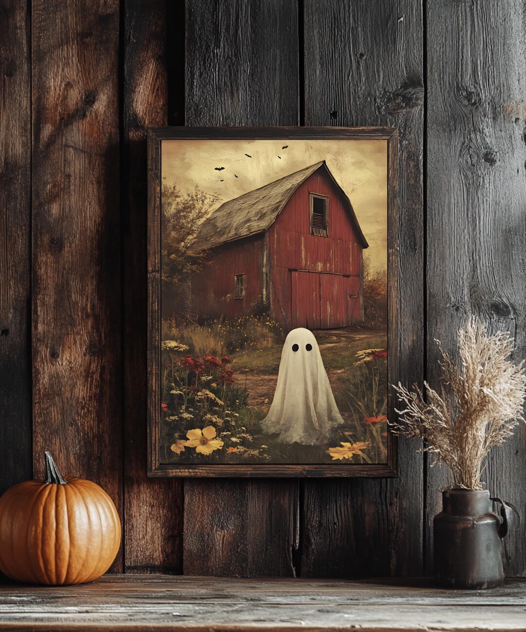 Vintage Farm Ghost Printable Halloween Wall Art | Halloween Rustic ...