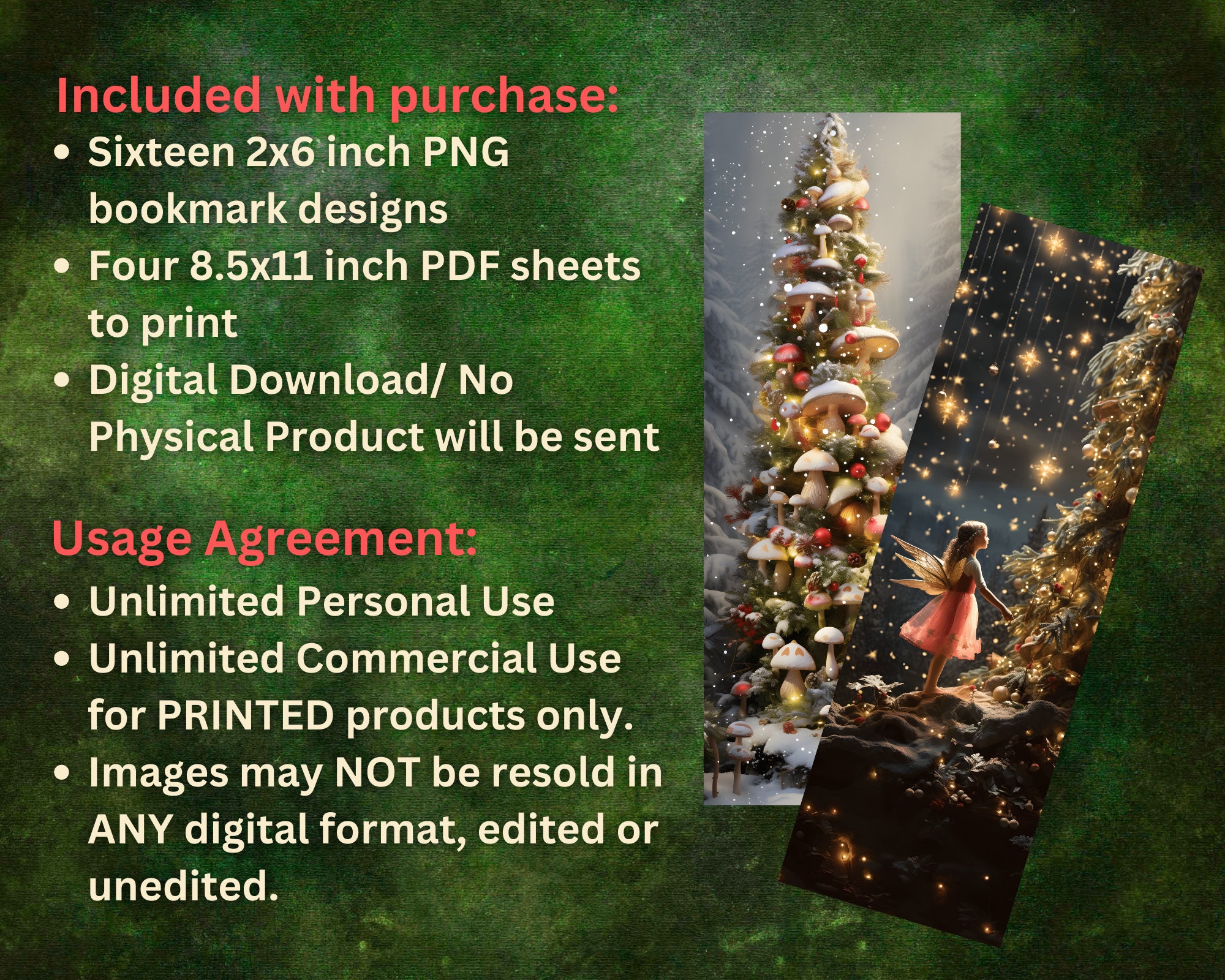 Christmas Fairy Printable Bookmarks PNG Bundle | Christmas Fairies ...