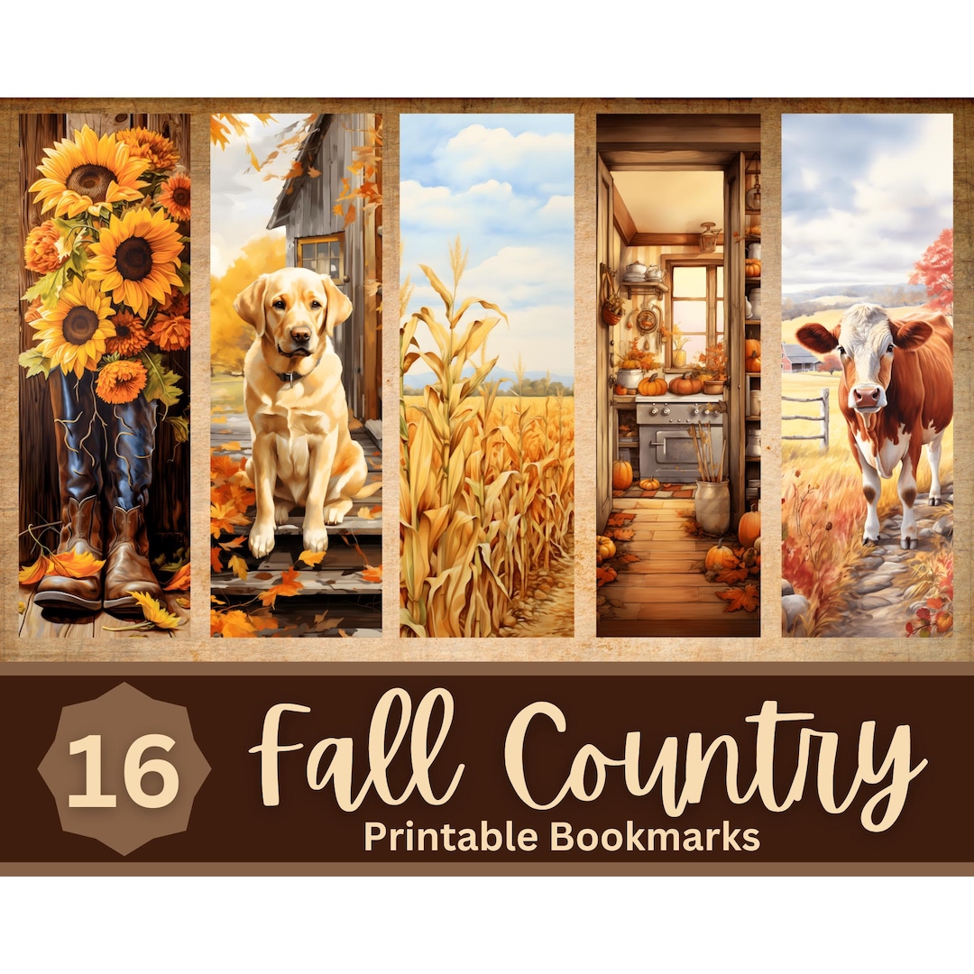 Rustic Fall Country Printable Bookmark | Farm Animal Bookmark | Country ...