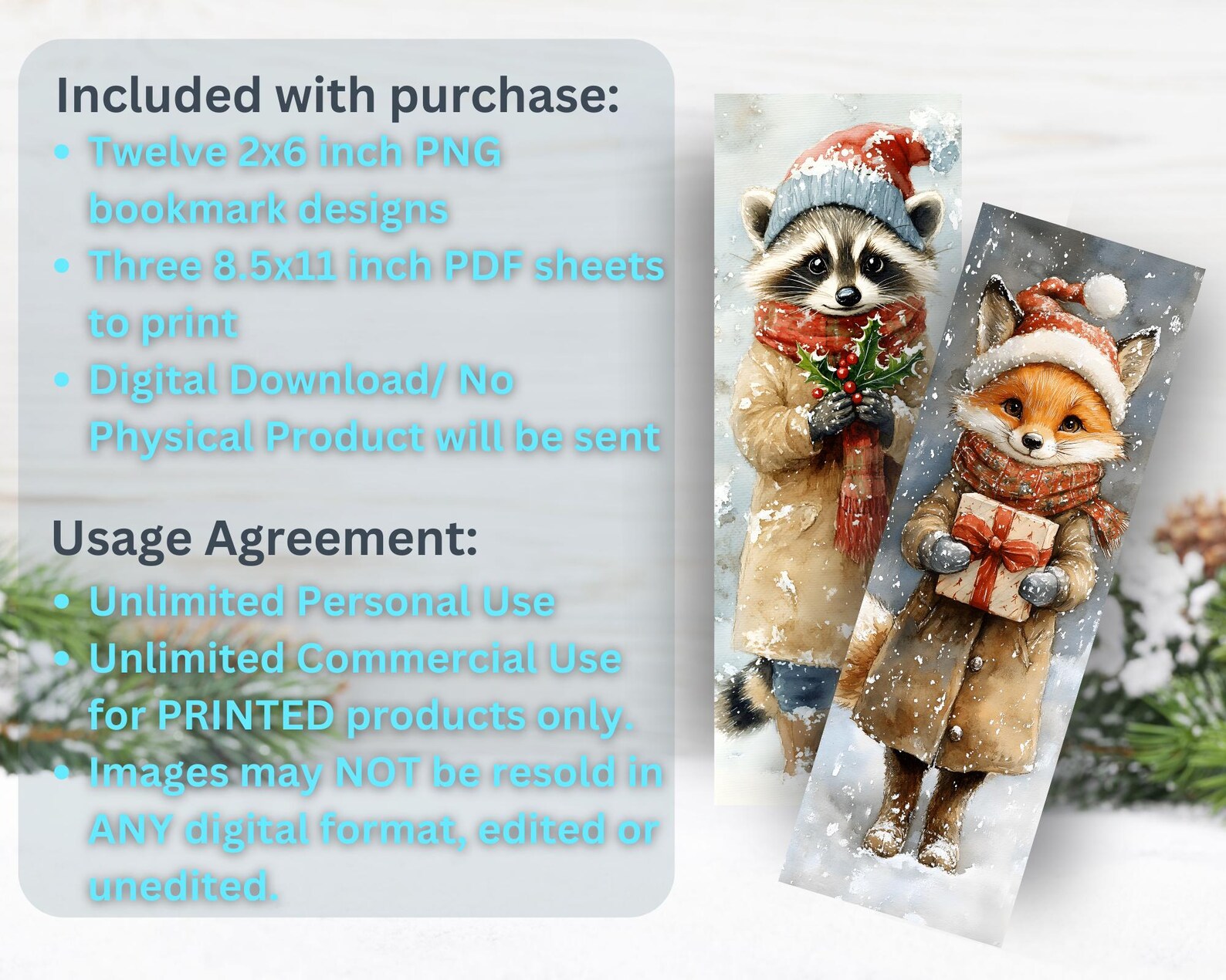 Christmas Woodland Animals Printable Bookmarks | Cardmaking | Christmas ...