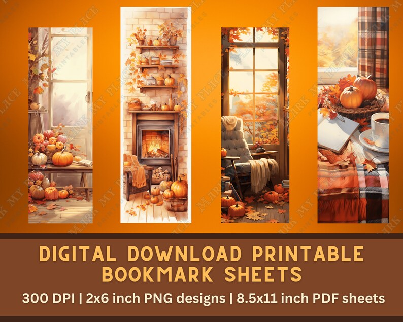 Fall Academia Autumn Reading Printable Bookmark Bundle | Cozy Bookmark ...