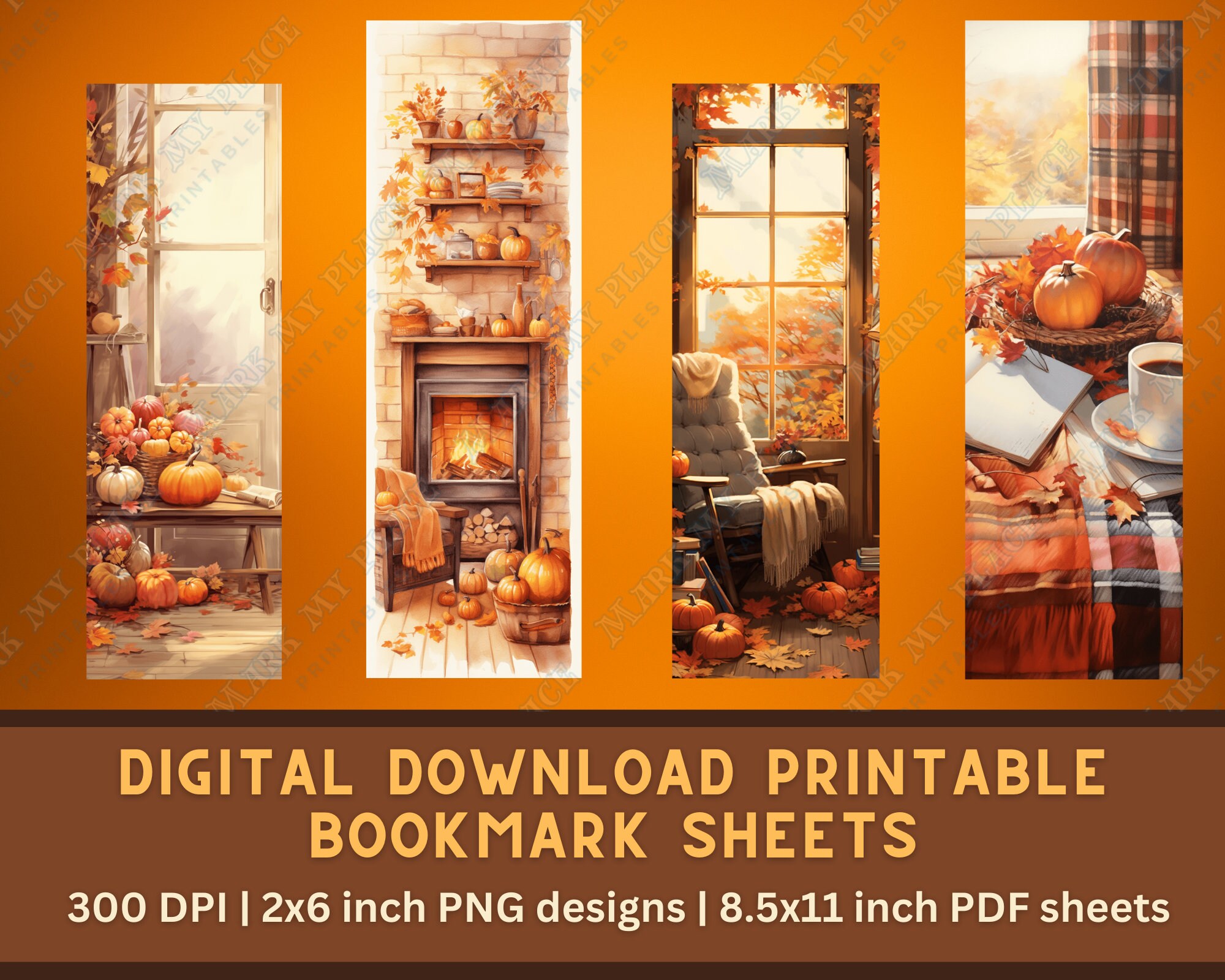 Fall Academia Autumn Reading Printable Bookmark Bundle | Cozy Bookmark ...