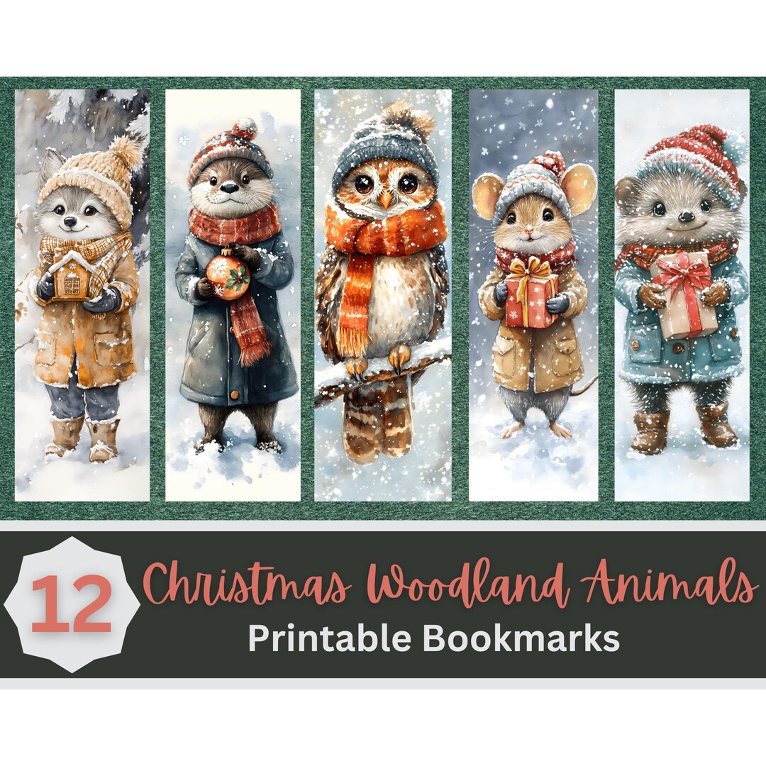 Christmas Woodland Animals Printable Bookmarks | Cardmaking | Christmas ...