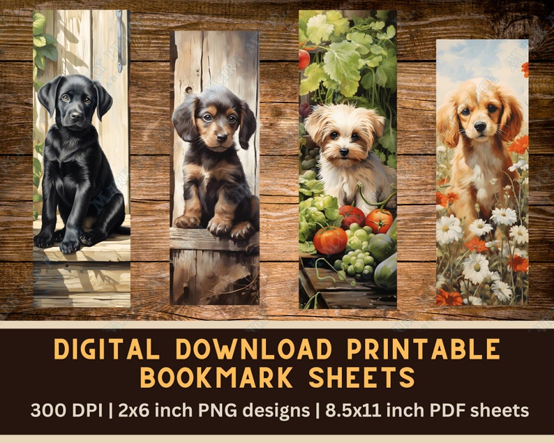 Country Puppy Printable Bookmark PNG Bundle | Dog Bookmark | Country ...