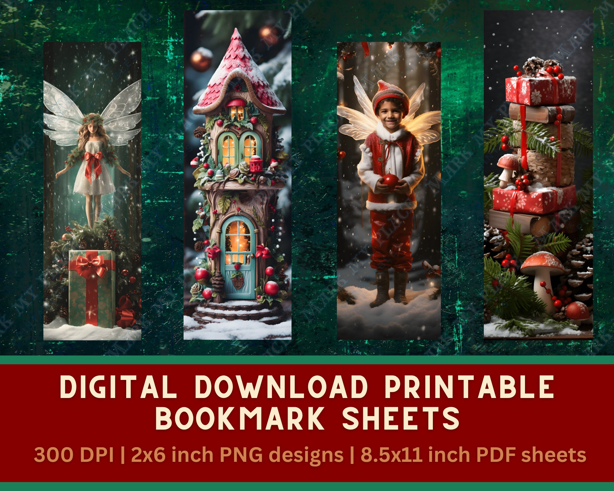 Christmas Fairy Printable Bookmarks PNG Bundle | Christmas Fairies ...