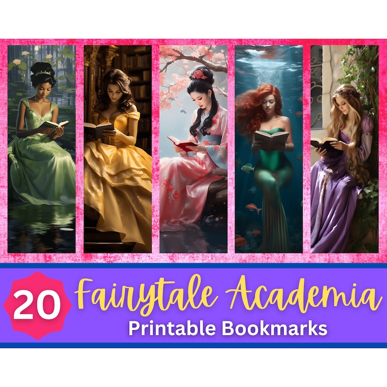 Reading Princess Printable Bookmarks Bundle | Fairytale Bookmark ...