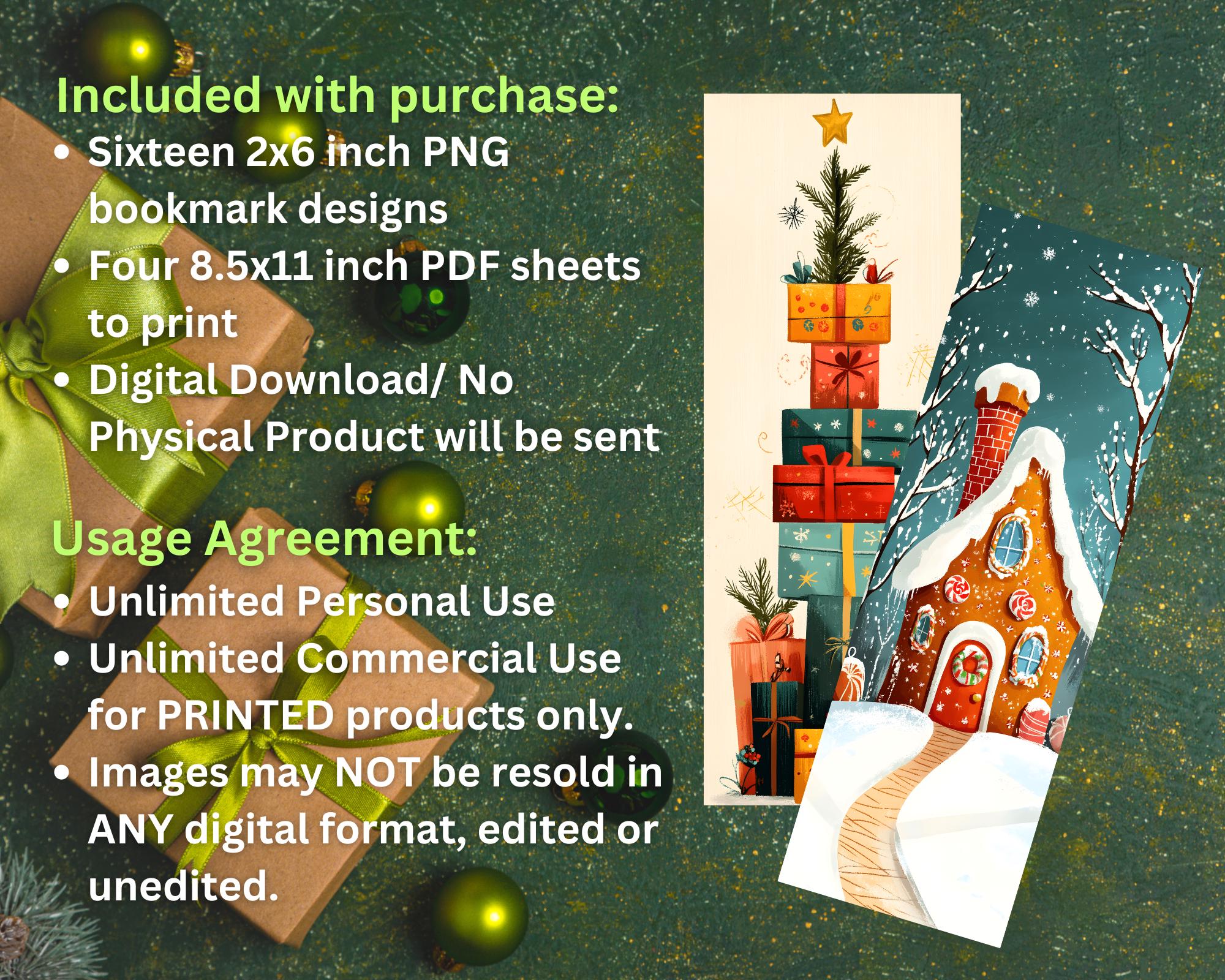 Whimsical Christmas II Printable Bookmarks PNG | Holiday Printable ...