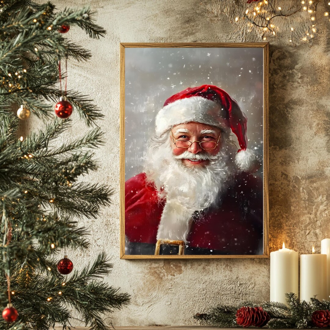 Classic Santa Portrait Printable Christmas Wall Art | Christmas Party ...
