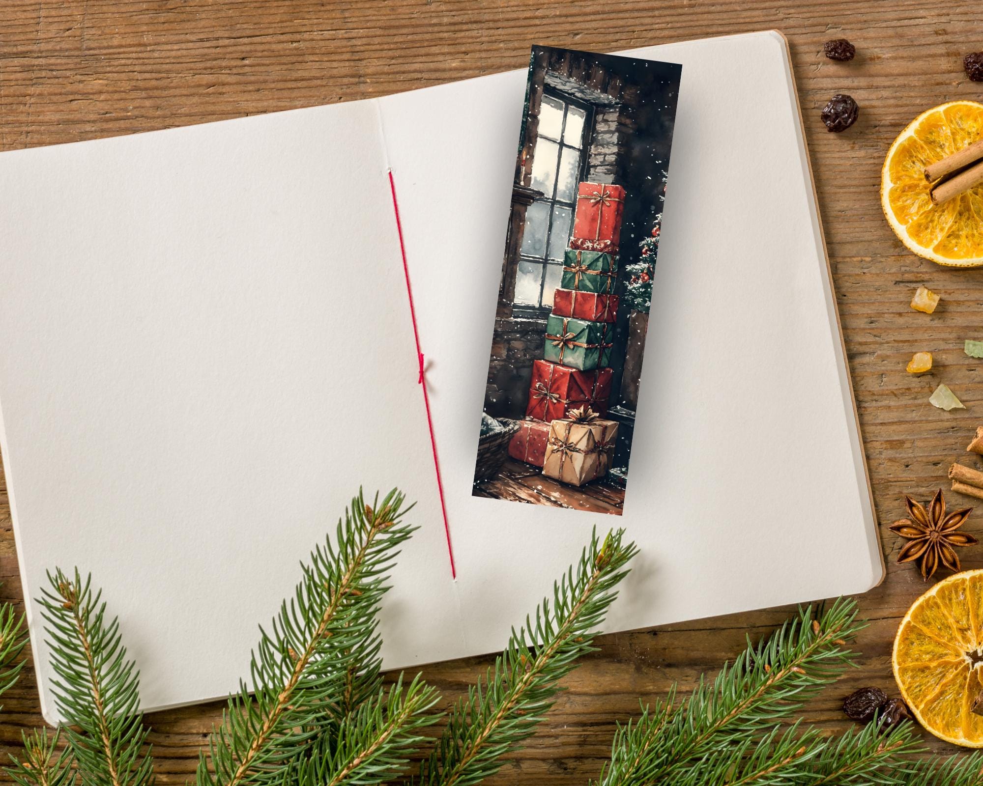 Cozy Christmas Cabin Printable Bookmark PNG Bundle | Rustic Winter ...