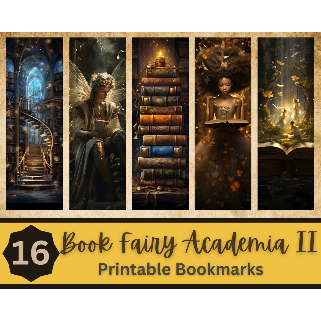 Book Fairy II Printable Bookmarks PNG Bundle | Reading Fairy | Dark ...
