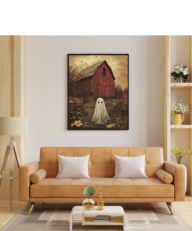 Vintage Farm Ghost Printable Halloween Wall Art | Halloween Rustic ...