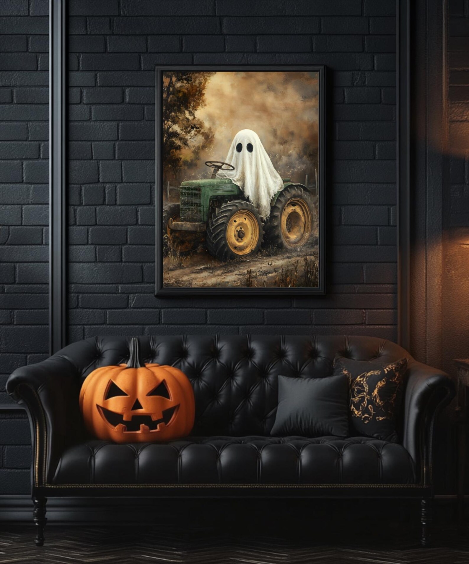Vintage Farm Ghost on a Tractor Printable Halloween Wall Art ...