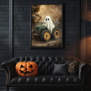 Vintage Farm Ghost on a Tractor Printable Halloween Wall Art ...