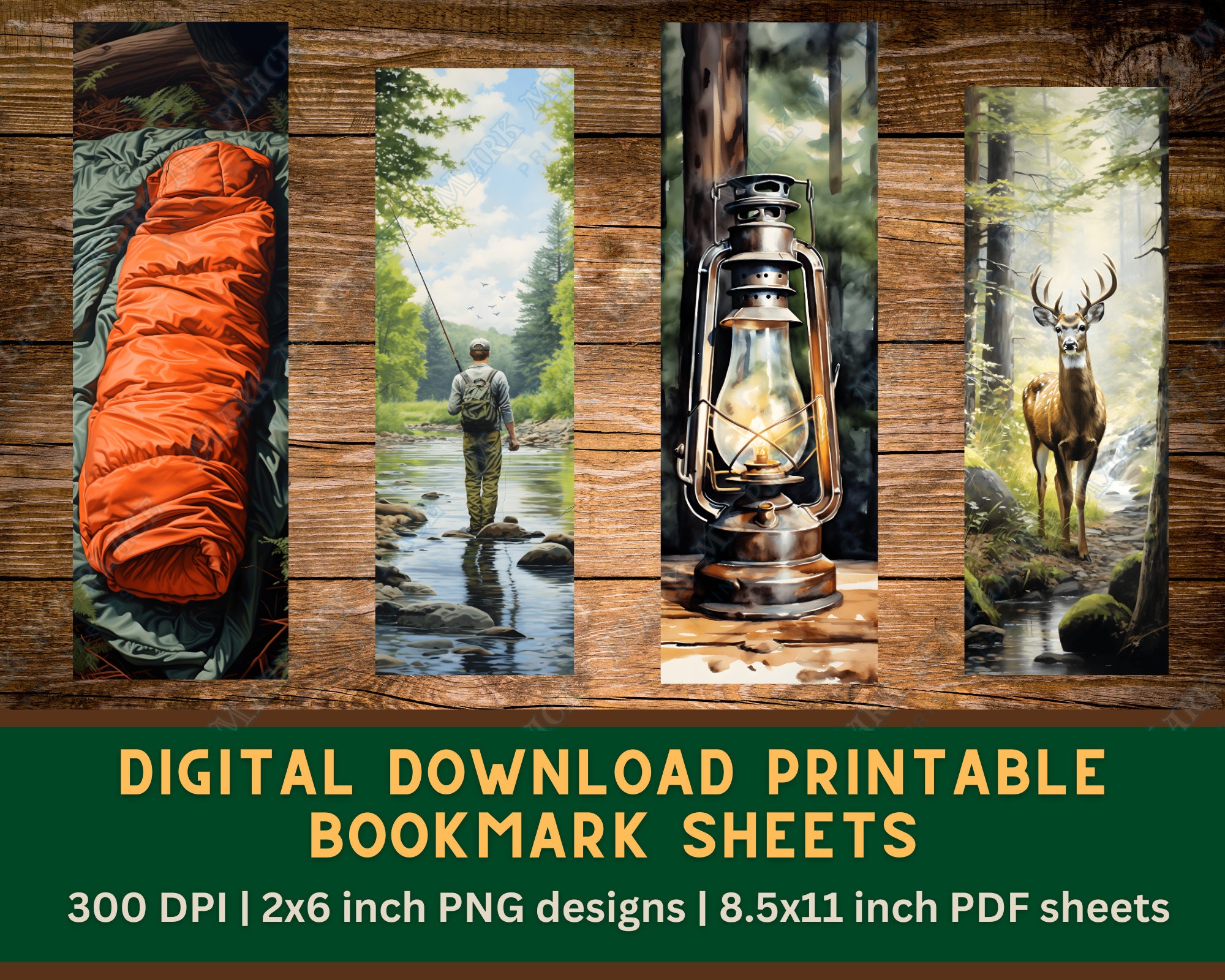 Rustic Camping Printable Bookmark PNG Bundle | Whimsical Outdoors ...
