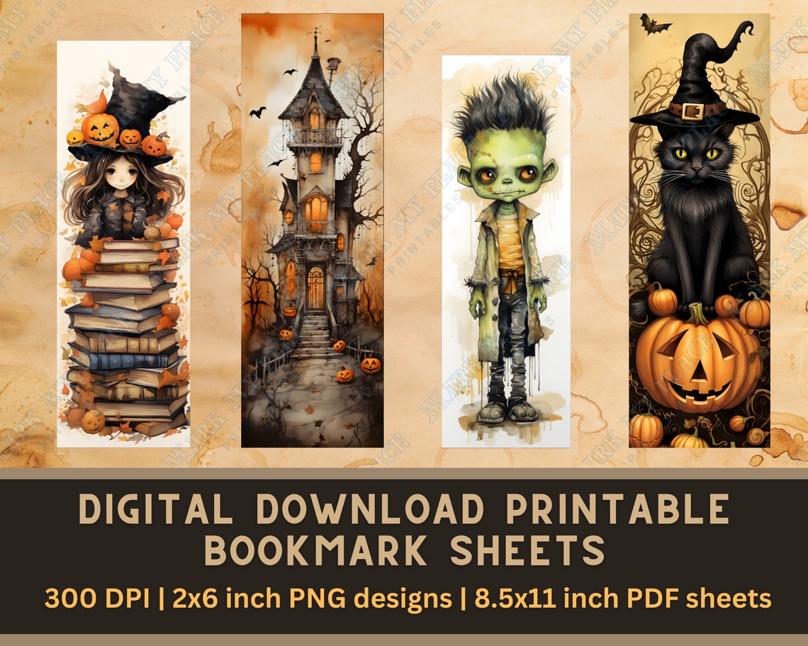 Halloween Boho Printable Bookmark Bundle I | Spooky Boho | Cute ...