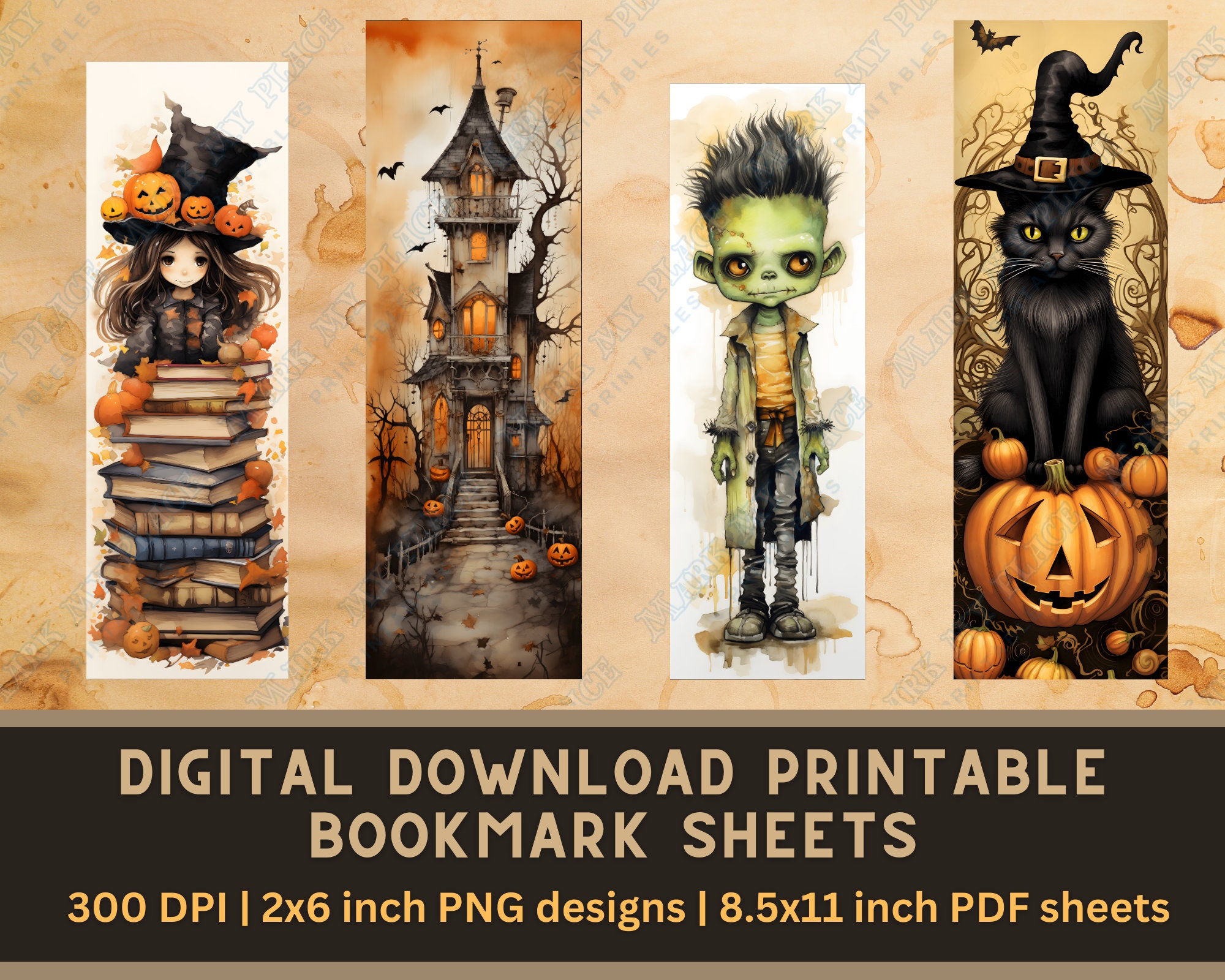 Halloween Boho Printable Bookmark Bundle I | Spooky Boho | Cute ...