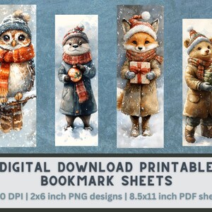 Christmas Woodland Animals Printable Bookmarks | Cardmaking | Christmas ...