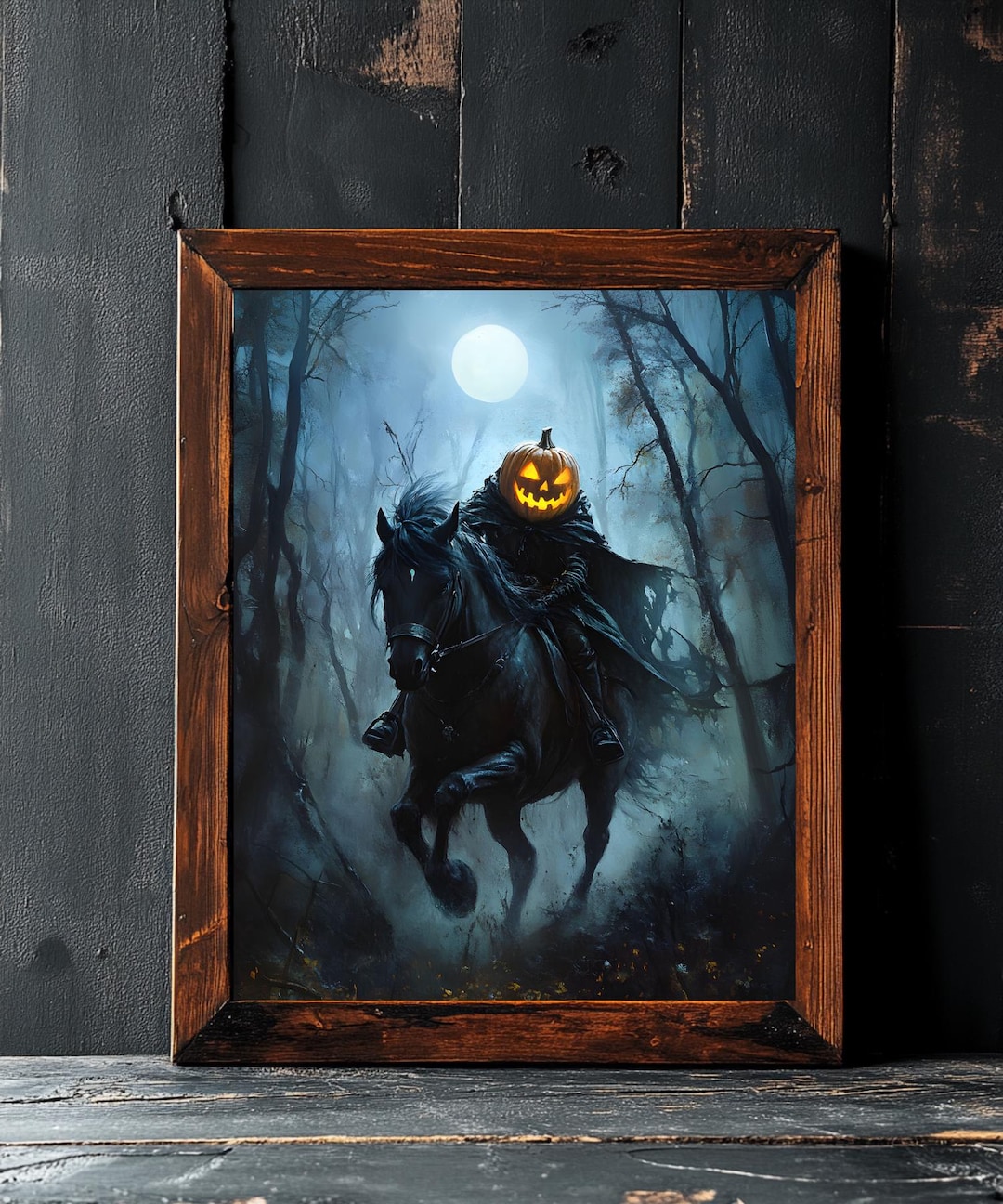 Headless Horseman Printable Halloween Wall Art | Oil Painting Print ...