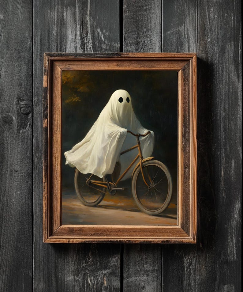 Ghost Riding a Bike Printable Halloween Wall Art | Dark Moody Wall Art ...