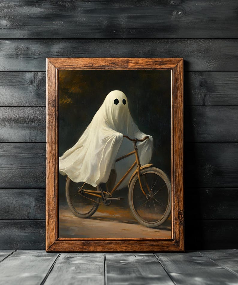 Ghost Riding a Bike Printable Halloween Wall Art | Dark Moody Wall Art ...