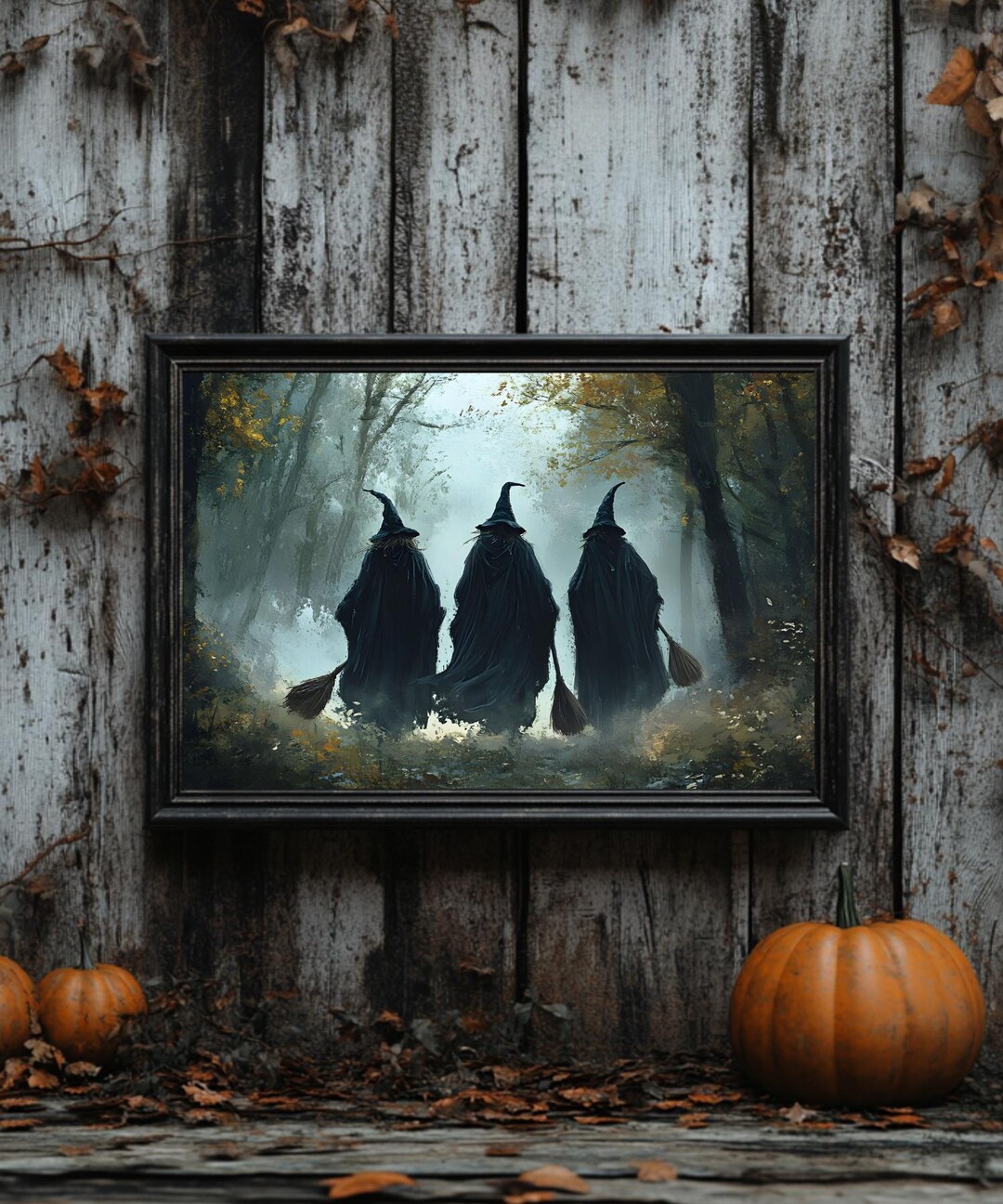 Gothic Witches in the Woods Printable Maximalist Rustic Halloween Wall ...