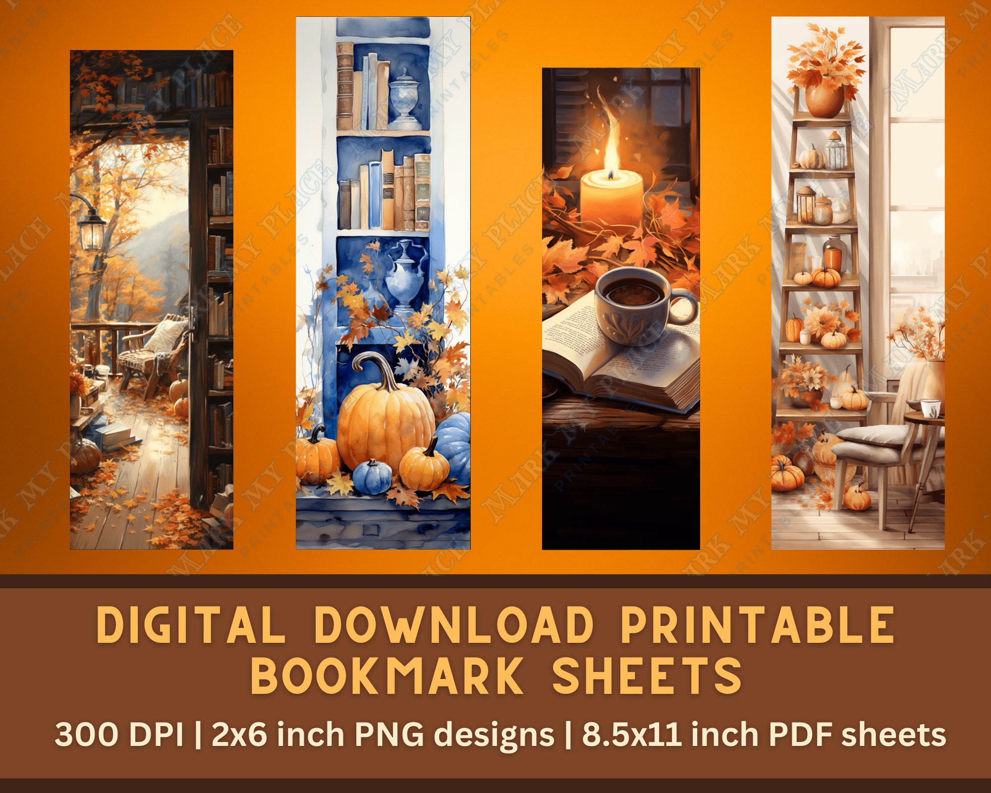 Fall Academia Autumn Reading Printable Bookmark Bundle | Cozy Bookmark ...