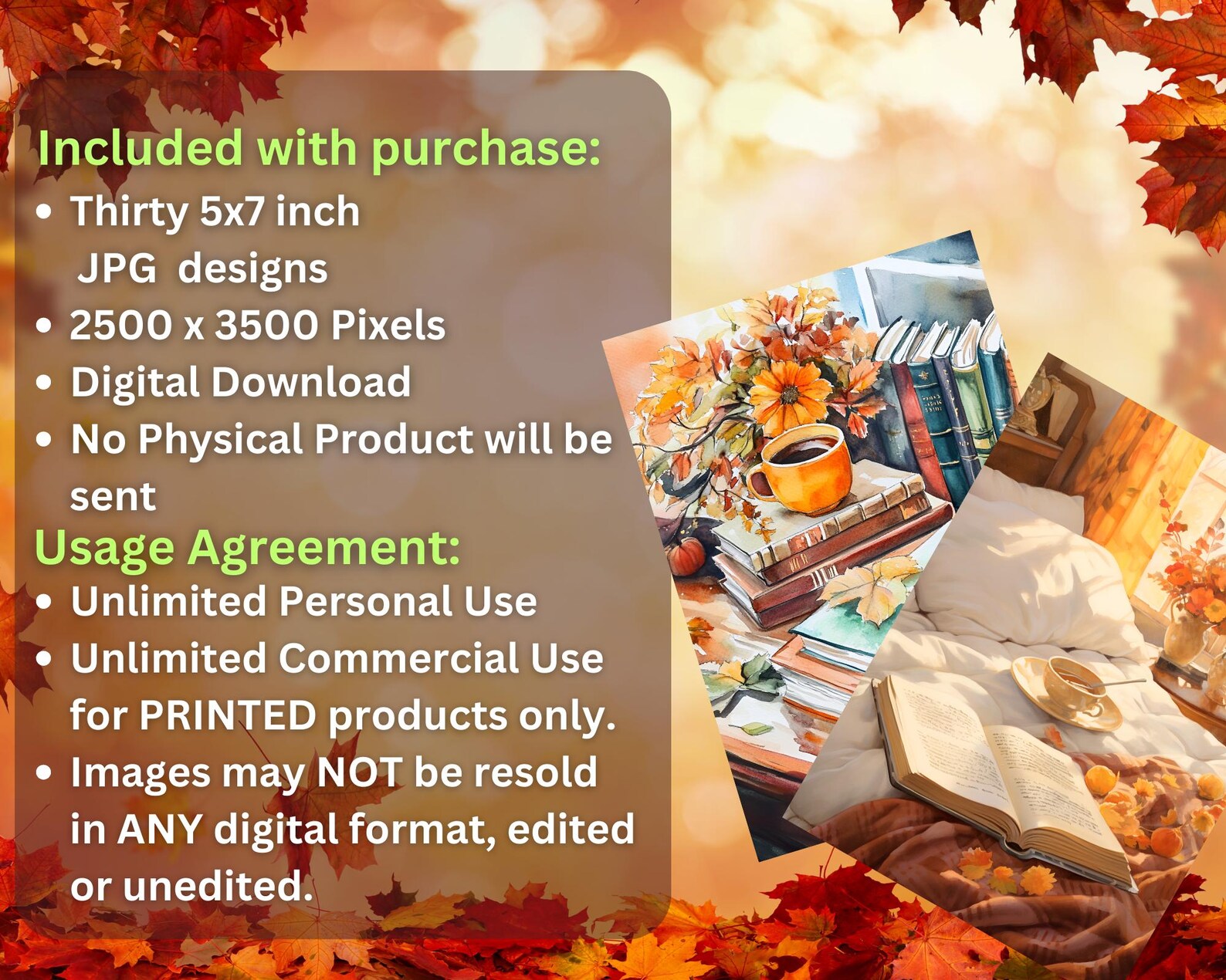 Fall Reading Nook Printable Pages Cozy Autumn Wall Art Fall Scrapbook ...