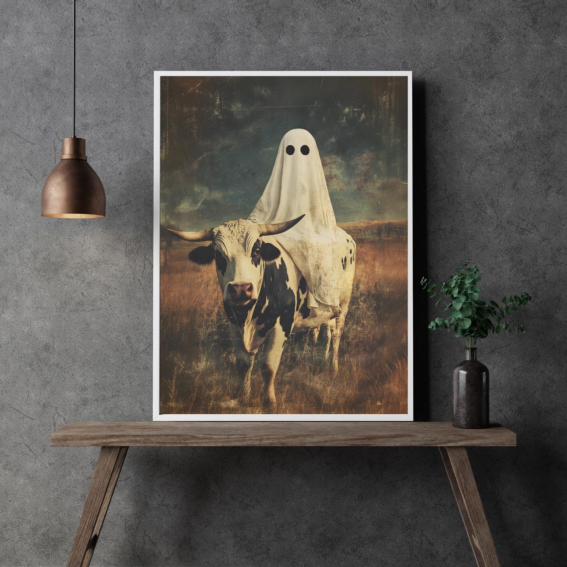 Vintage Ghost Riding Cow Printable Halloween Wall Art | Halloween ...