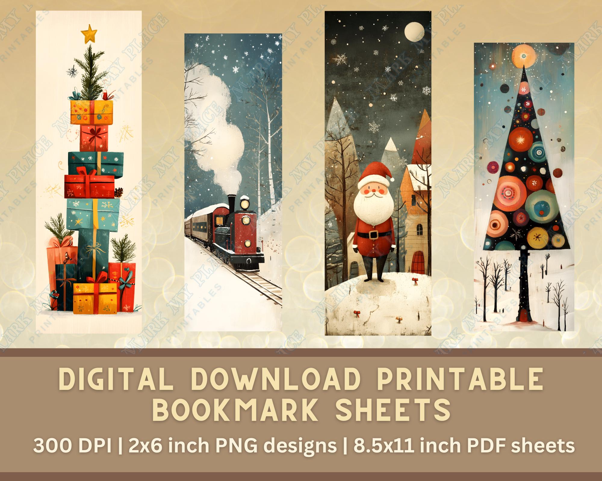 Whimsical Christmas Printable Bookmarks PNG Bundle | Holiday Printable ...
