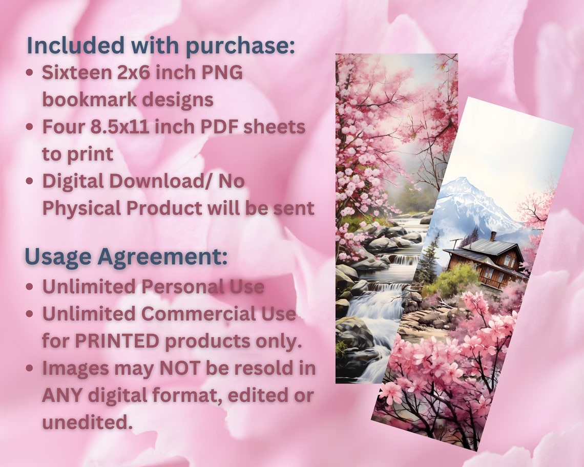 Spring Landscape Printable Bookmarks PNG Bundle | Beautiful Bookmark ...