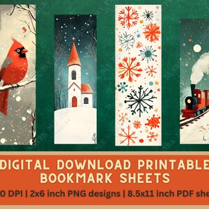 Whimsical Christmas II Printable Bookmarks PNG | Holiday Printable ...