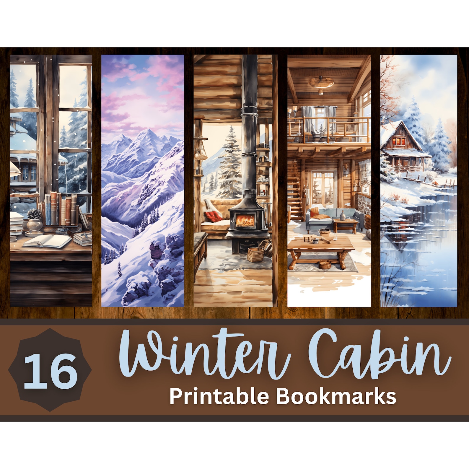 Winter Cabin Printable Bookmark PNG Bundle | Winter Bookmark ...