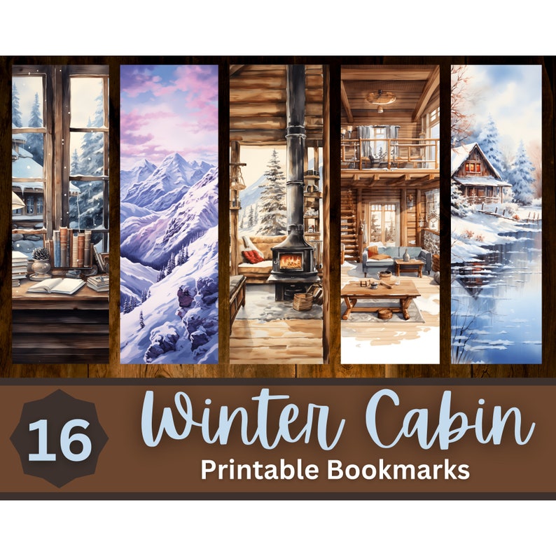Winter Cabin Printable Bookmark PNG Bundle | Winter Bookmark ...