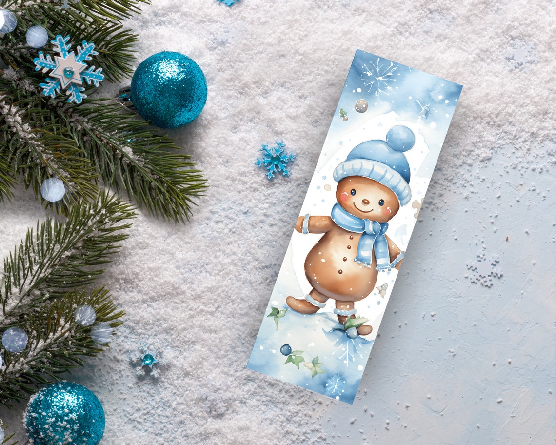 Blue Christmas Printable Bookmarks PNG Bundle | Beautiful Bookmark ...