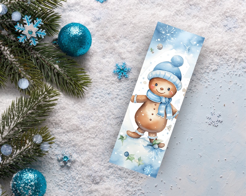Blue Christmas Printable Bookmarks PNG Bundle | Beautiful Bookmark ...