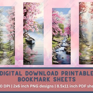 Spring Landscape Printable Bookmarks PNG Bundle | Beautiful Bookmark ...