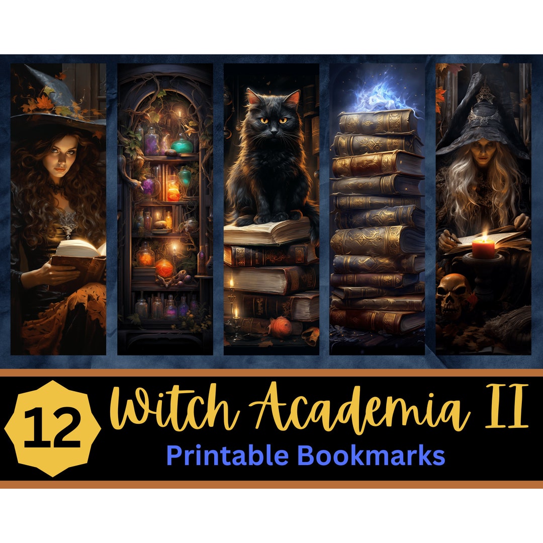 Reading Witch Printable Bookmark Bundle II | Witchcore | Halloween ...