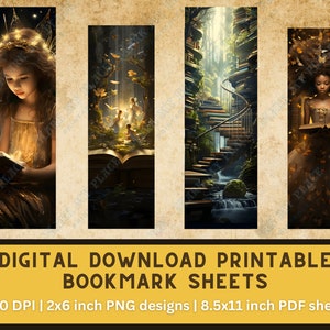 Book Fairy II Printable Bookmarks PNG Bundle | Reading Fairy | Dark ...