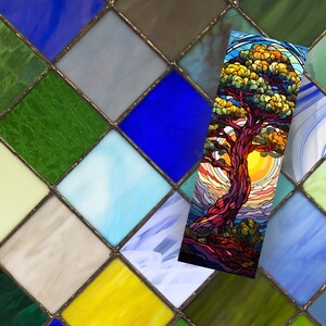 Stained Glass Tree Printable Bookmarks PNG Bundle | Beautiful Nature ...