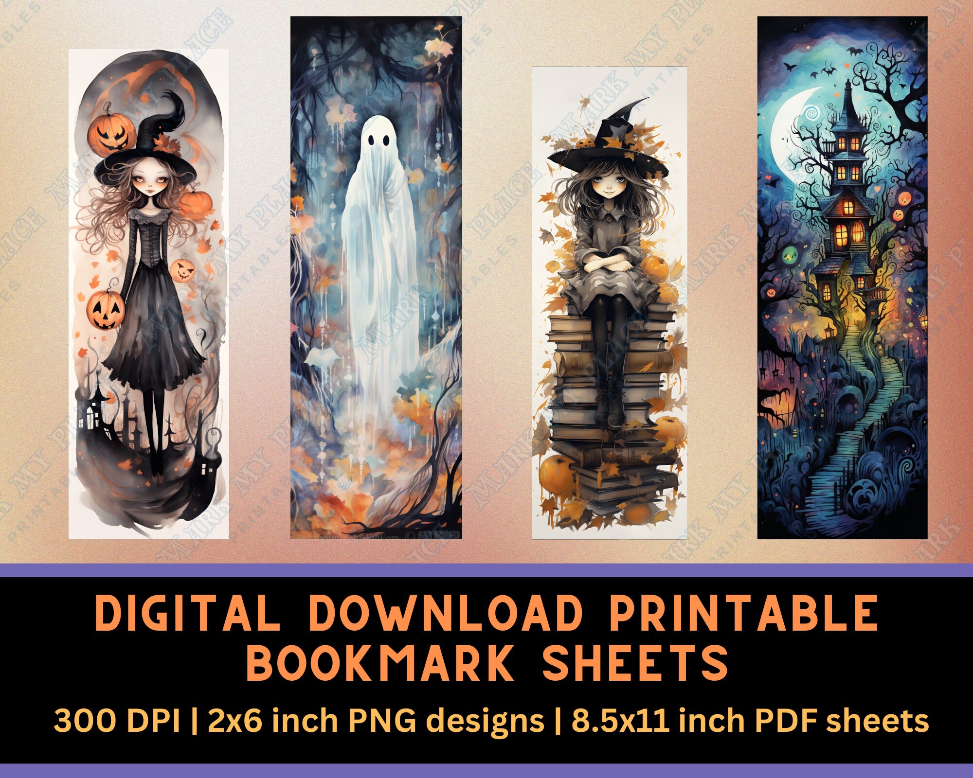 Halloween Boho Printable Bookmark Bundle II | Spooky Boho | Cute ...