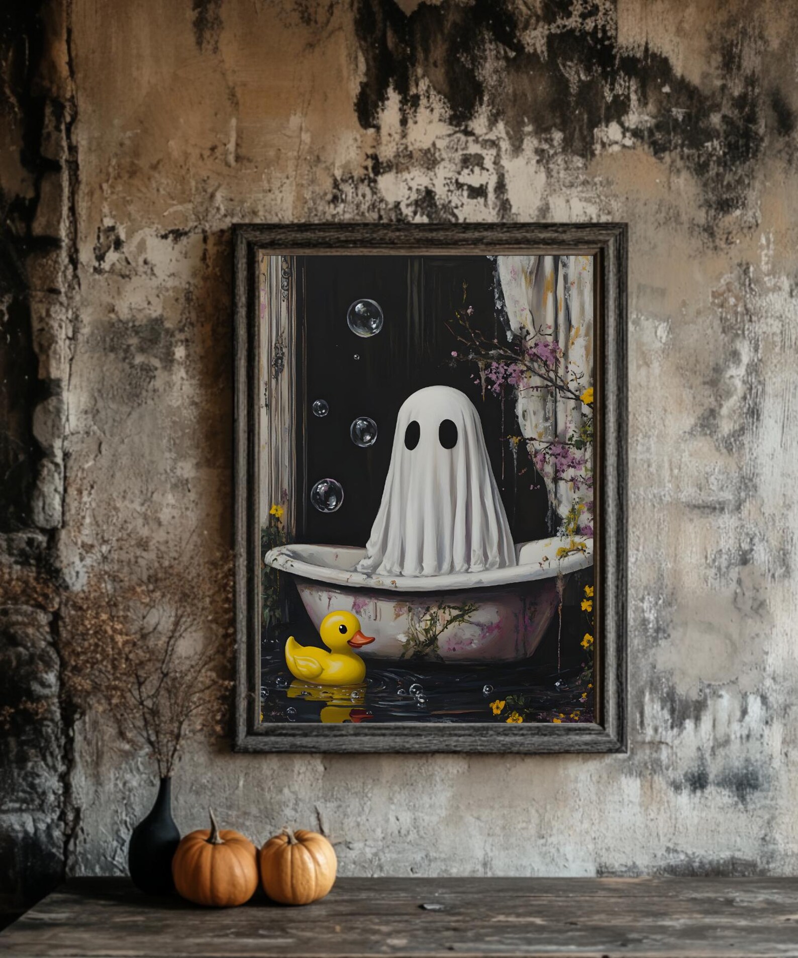 Ghost With Rubber Duck Halloween Printable Wall Art | Maximalist ...