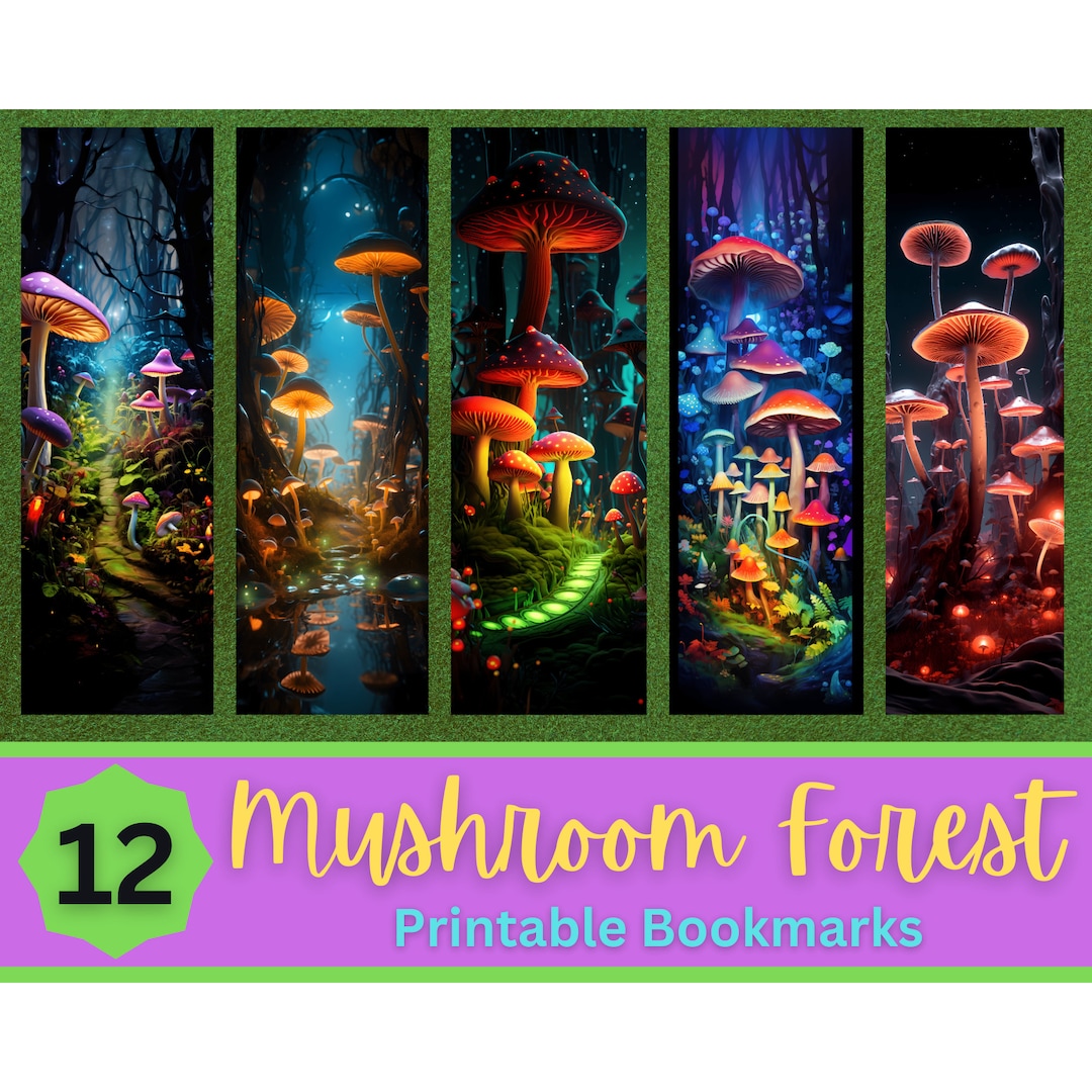 Mushroom Forest Printable Bookmarks PNG Bundle | Fantasy Bookmark ...