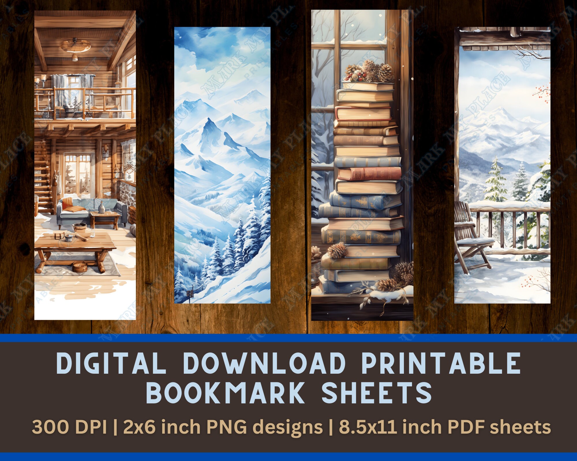 Winter Cabin Printable Bookmark PNG Bundle | Winter Bookmark ...