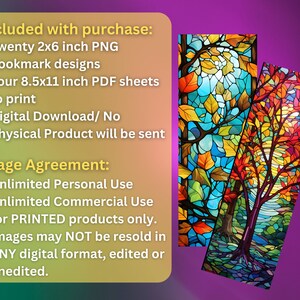 Stained Glass Tree Printable Bookmarks PNG Bundle | Beautiful Nature ...