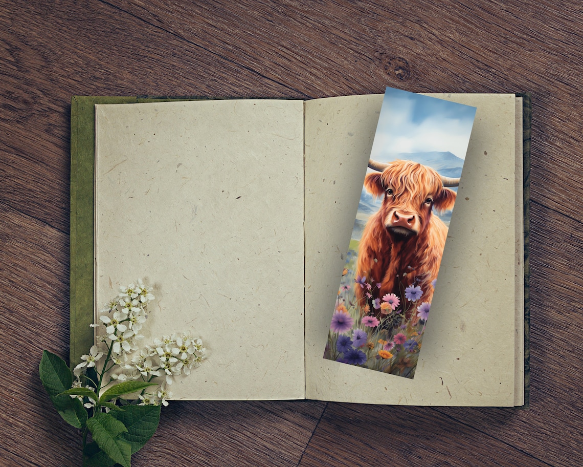 Cute Highland Cow Printable Bookmark PNG Bundle | Farm Animal Bookmark ...