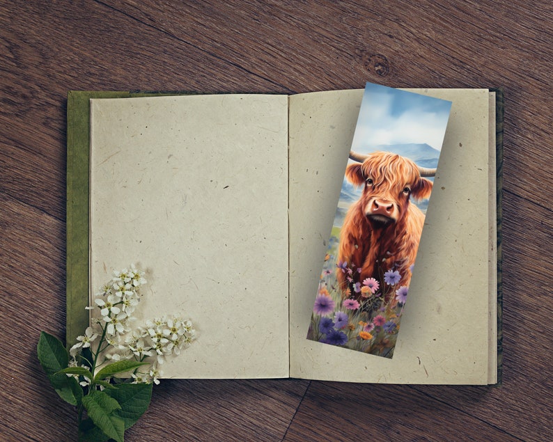 Cute Highland Cow Printable Bookmark PNG Bundle | Farm Animal Bookmark ...